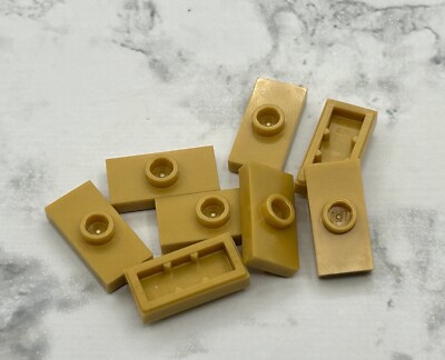 Lego Part (8) Pearl Gold Plate Modified 1 x 2 w 1 Stud w/o Groove ...