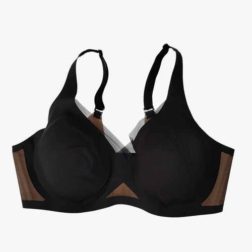 Honeylove Crossover V Neck Mesh Wireless Bra Black Tan Removable Pads ...