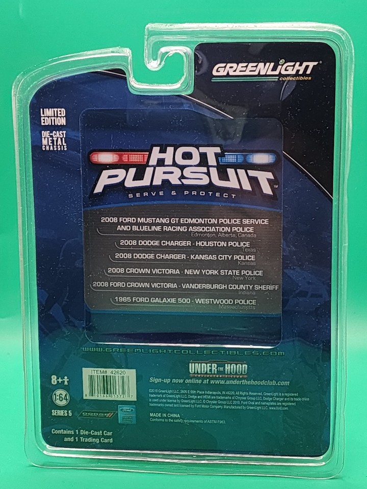 GREENLIGHT 1/64 HOT PURSUIT WHITE HOUSTON POLICE 2008 DODGE CHARGER NEW ...