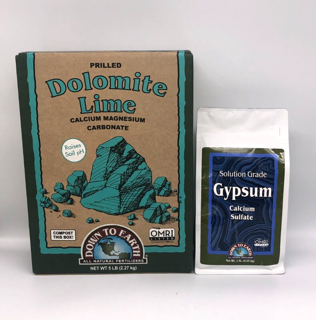 Down To Earth Prilled Dolomite Lime (5lb) + Solution Grade Gypsum (1lb ...