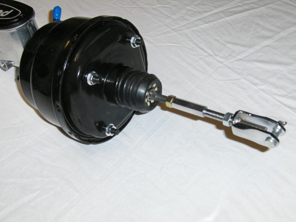 7" Black Street Rod Dual Power Brake Booster + Polished Wilwood Master ...