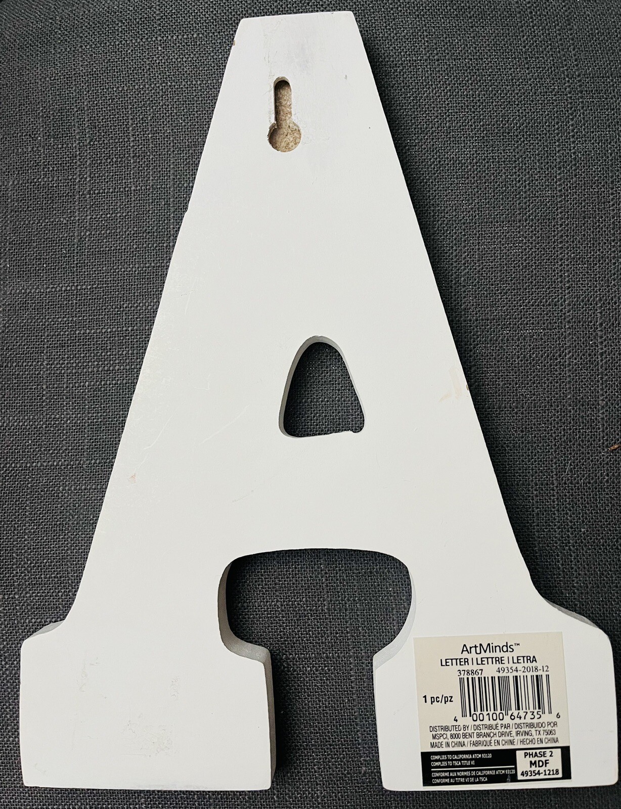 Artminds White Wood Letter “A” Wall Plaque 9" tall 1/2" thick | eBay