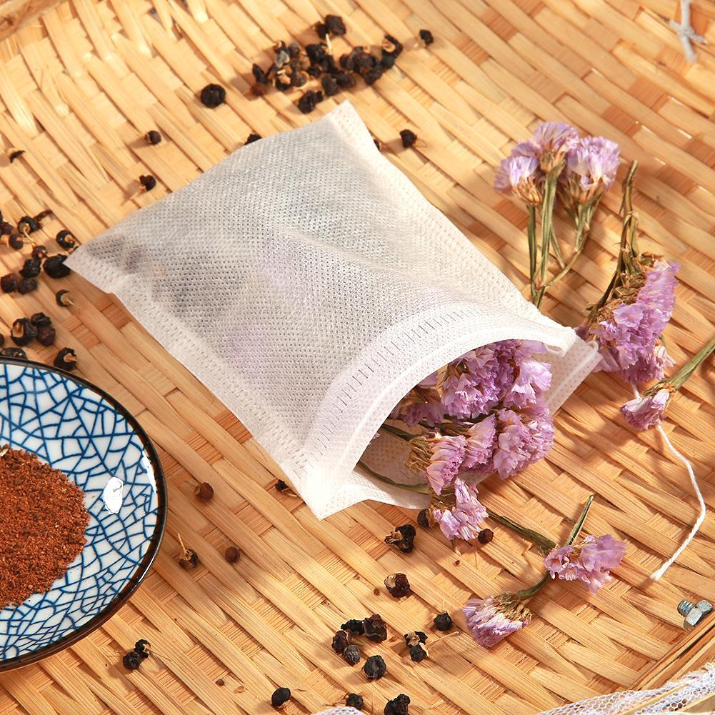 AU 50pcs Non-Woven Drawstring Tea Bags Seal Filter Herb Spice Pouch ...