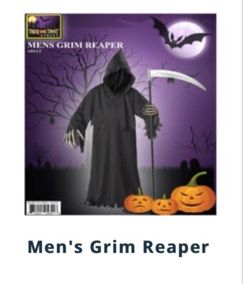 Grim Reaper Black Halloween Costume With Mask Hood One Size | eBay
