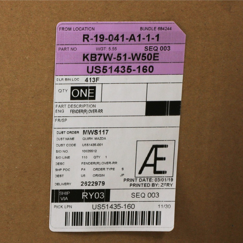 OEM NEW Genuine Mazda 2017-2022 CX-5 Right Rear Fender Wheel Flare ...