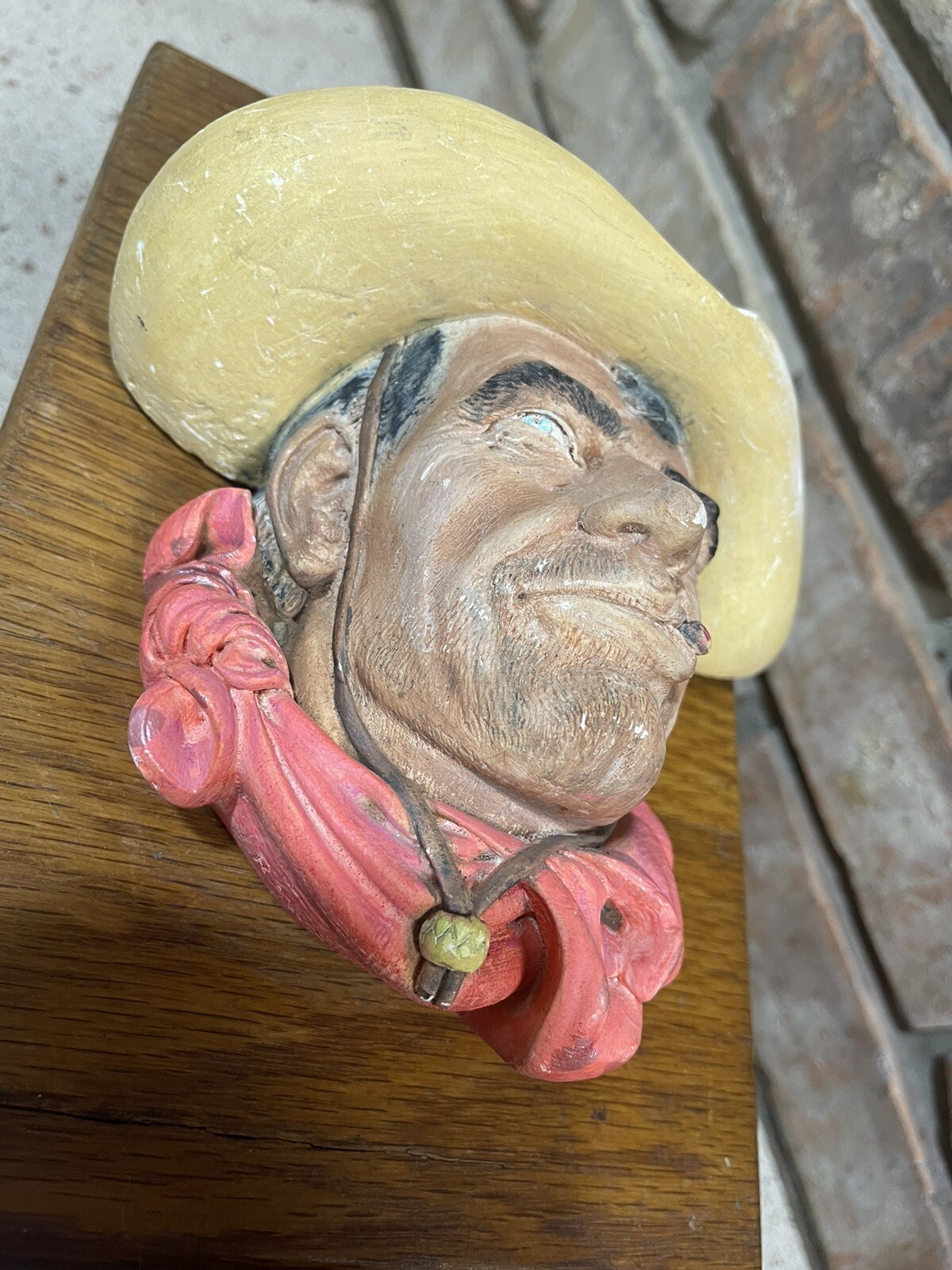 Vtg RARE Bossons Chalkware Head RAWHIDE Western Cowboy Congleton ...