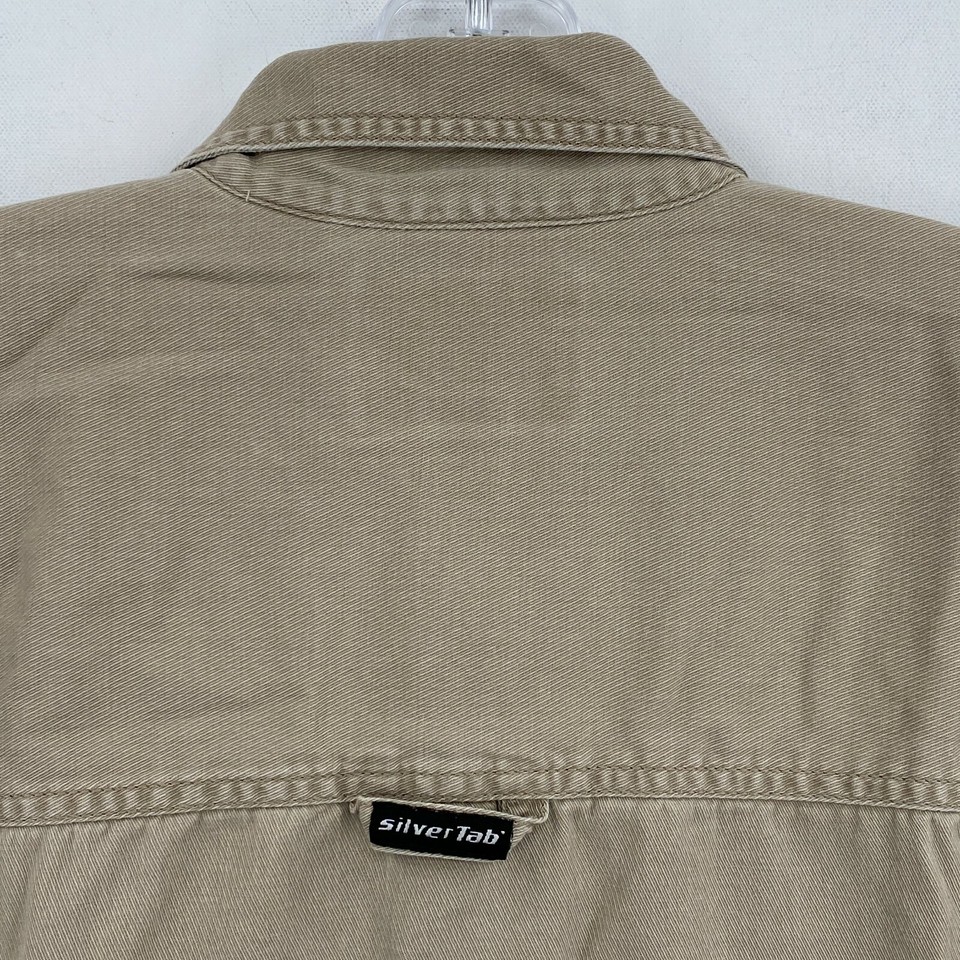 Vintage 90s Levis Silvertab Button Up Shirt Mens Large Beige Long ...