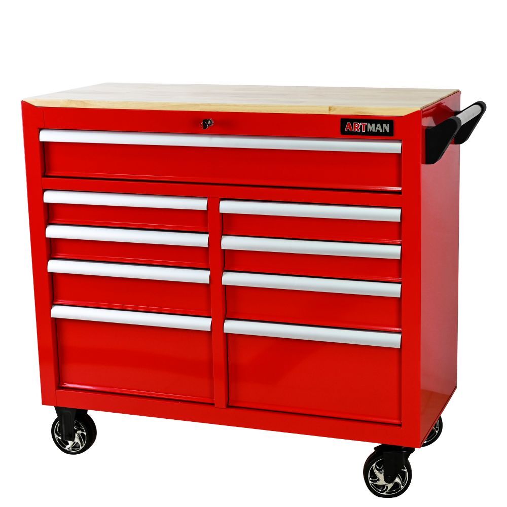 9-Drawer Mobile Workbench Rolling Garage Tool Chest Heavy Duty Storage ...