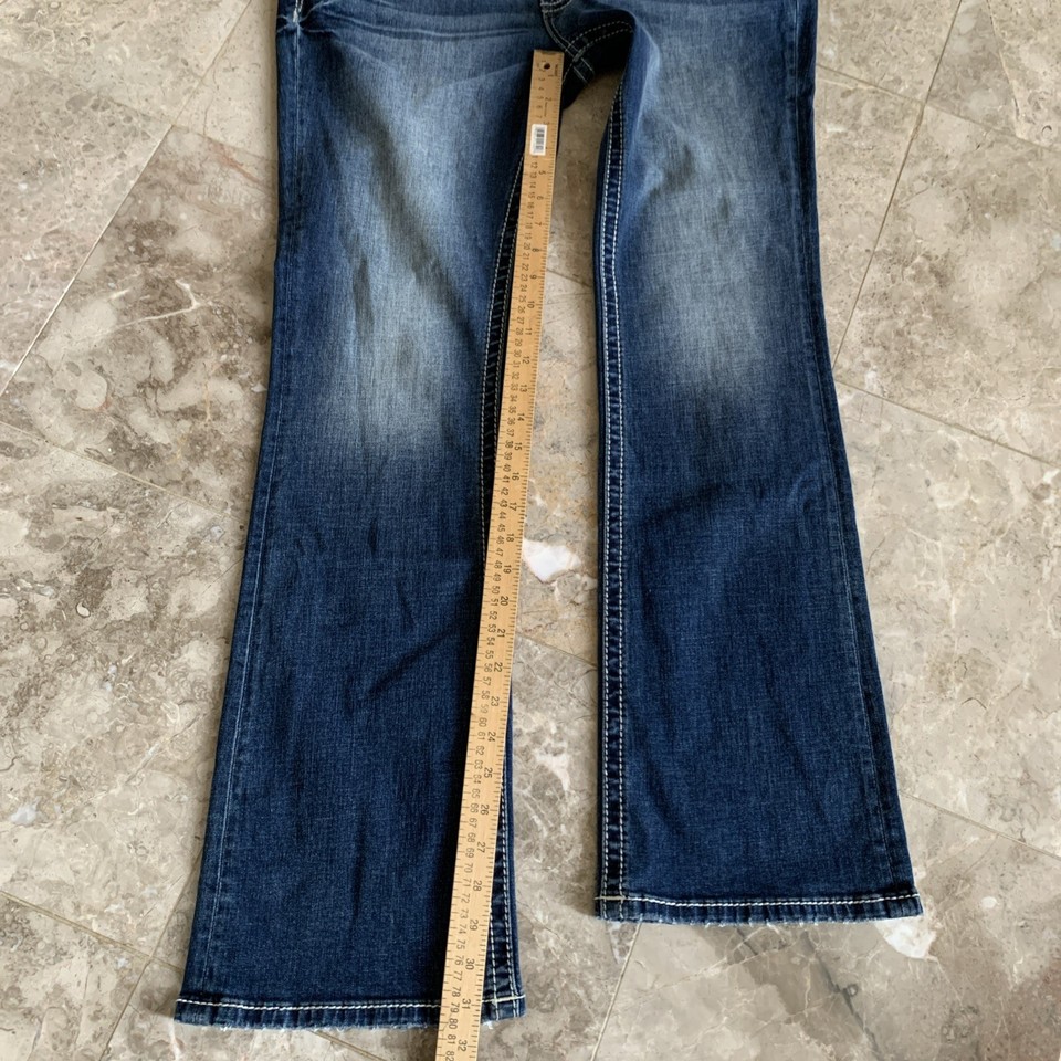 Miss Me Aztec Embroidered Diamond Mid Rise Boot Cut Jeans Blue Size 30X ...