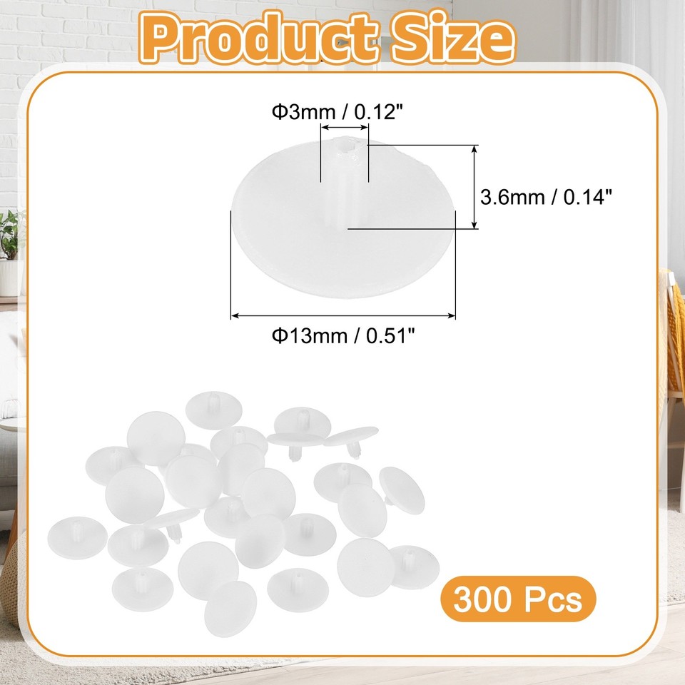 300Pcs 3x13mm Plastic Hole Plugs, Cabinet Round Screw Caps Cover, White ...
