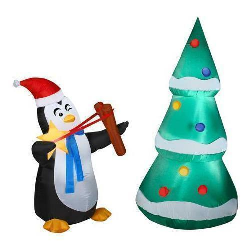 Gemmy Airblown 6ft 2-pack Penguin Tree Decorating Christmas Inflatable ...