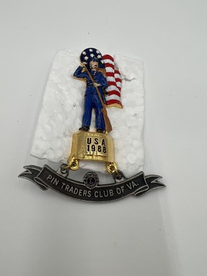 1988 Virginia Pin Traders Union Soldier Musket American Flag Lions Club ...
