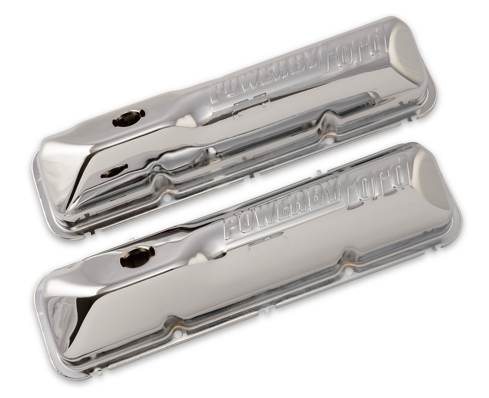 Scott Drake "Powered by Ford" Chrome Valve Covers for 67-73 Ford ...