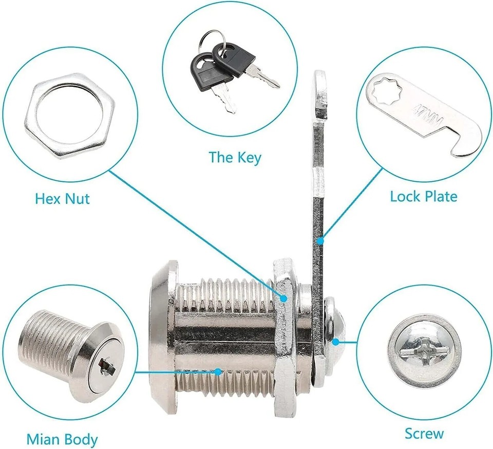 Universal Cam Lock Cabinet Keyed Cam Lock RV Door Kitchen Drawer Short ...