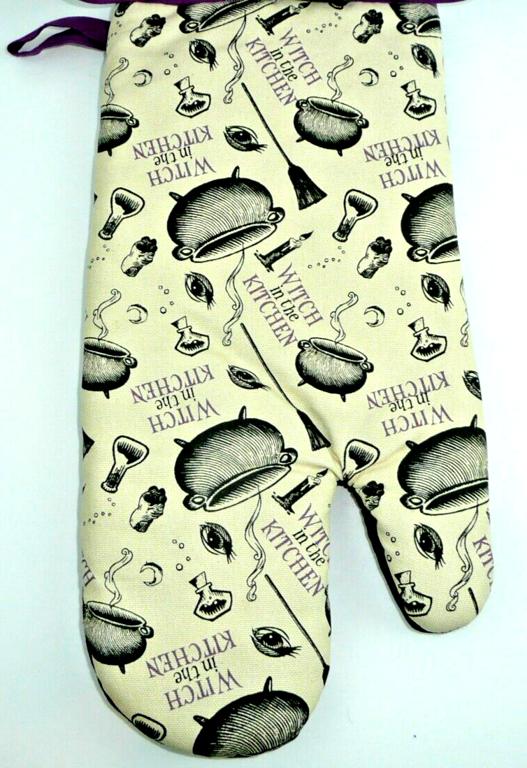 Witch in the Kitchen Oven Mitt & Pot Holder Hocus Pocus Cauldron ...