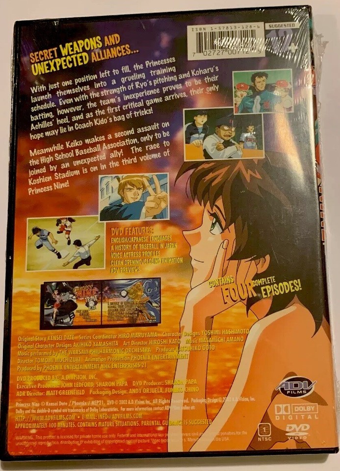 Princess Nine Vol. 3 Triple Play DVD 2002 New Japanese English Anime ...