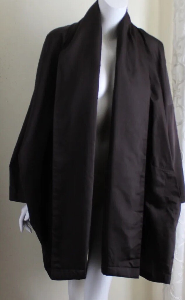 Eskandar Sz 1 BROWN Long Silk Open Draped Rich Jacket… - Gem