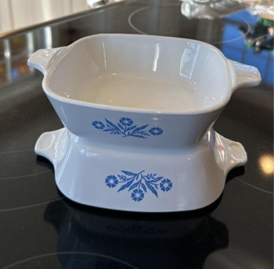 2 Pyrex Corning Ware Blue Cornflower P-41-B 1 3/4 Cup Casserole Dishes ...