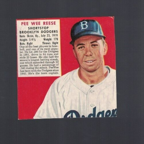 Pee Wee Reese Brooklyn Dodgers 1952 Red Man Tobacco Baseball Card No ...