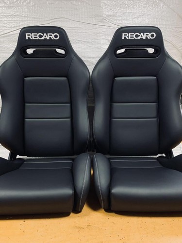 RECARO SR-3 Bucket Seat With Headrest Black Faux Leather Reupholstered ...