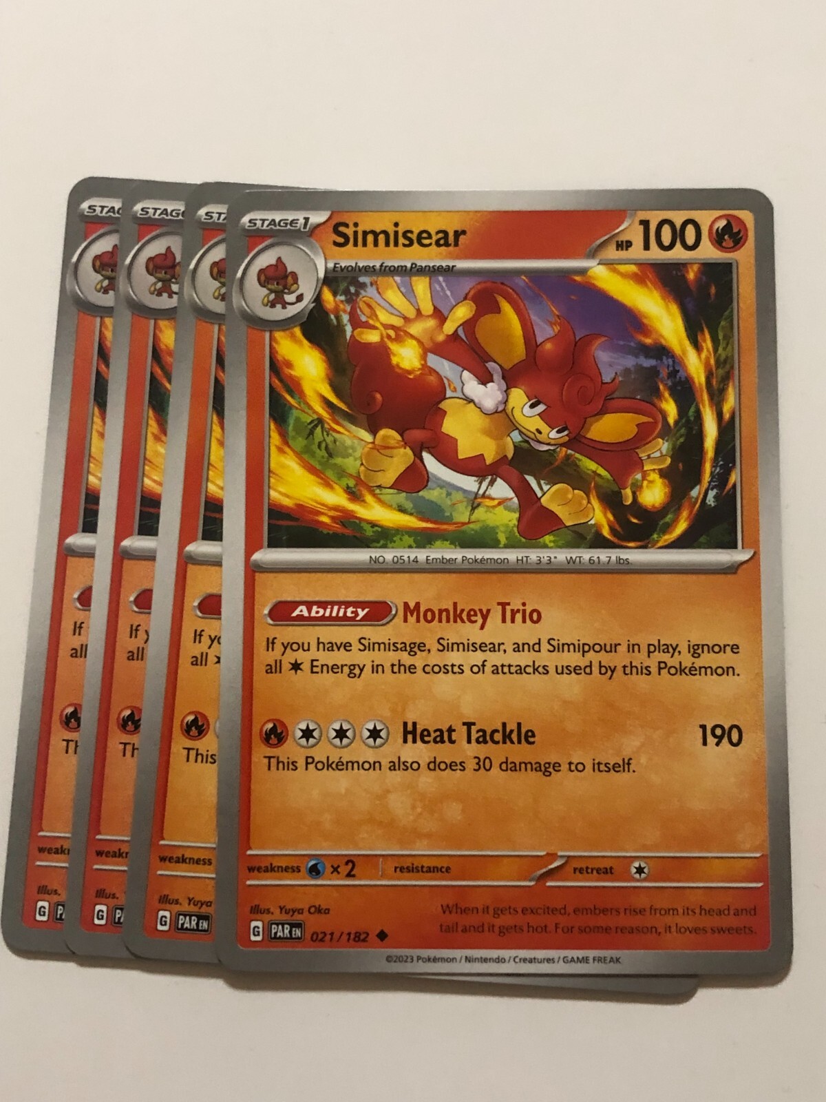 Pokemon Card Paradox Rift 4x Playset Simisear 021/182 NM | eBay
