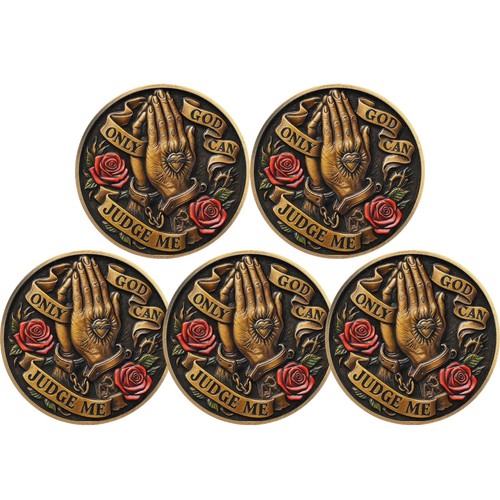 5XChristian Challenge Coin-Matthew7:1-2-Only God Can Judge Me ...