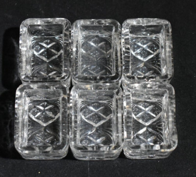 Set of 6 - Open Salt Cellars Wells - Cut Crystal Glass - Rectangle - 1 ...