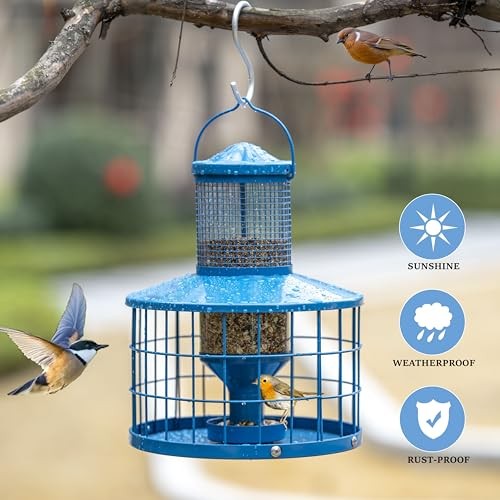 Caged Bird Feeders Squirrel-Proof, Metal, 2.8 Lbs Capacity-Cage Tube ...