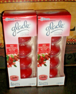 GLADE Scented Oil Candle refills RED HONEYSUCKLE NECTAR 2 boxes | eBay