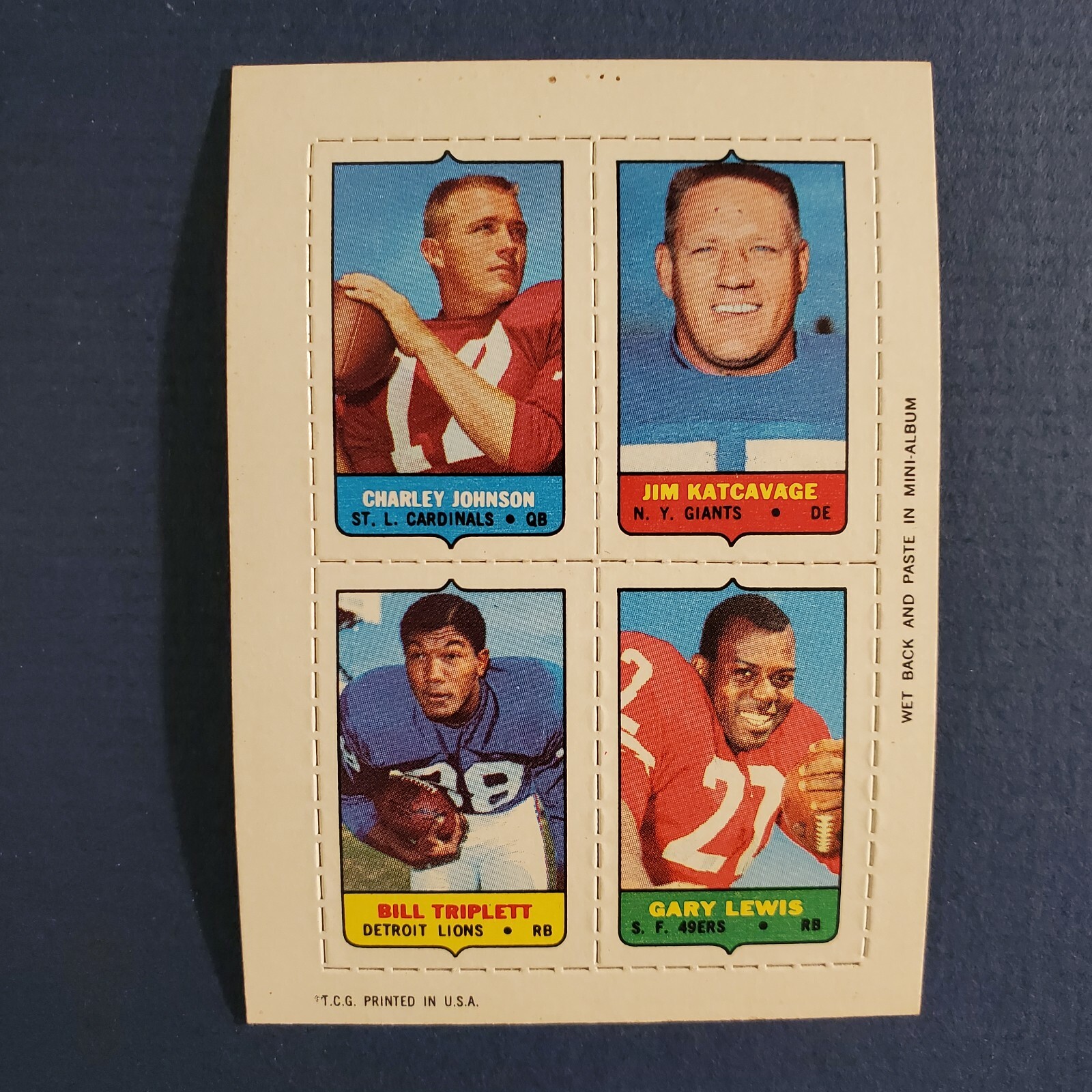 VINTAGE - 1969 TOPPS FOOTBALL MINI CARD ALBUM- 4 STICKERS ...