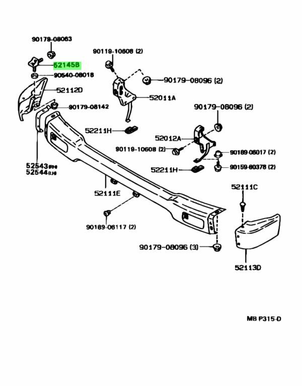 TOYOTA Genuine Face Bar Side Bracket 4RUNNER HILUX T100 52145 - 89102 ...