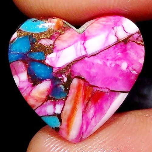 15.50CT Arizona Pink Spiny Oyster Copper Turquoise HEART ...
