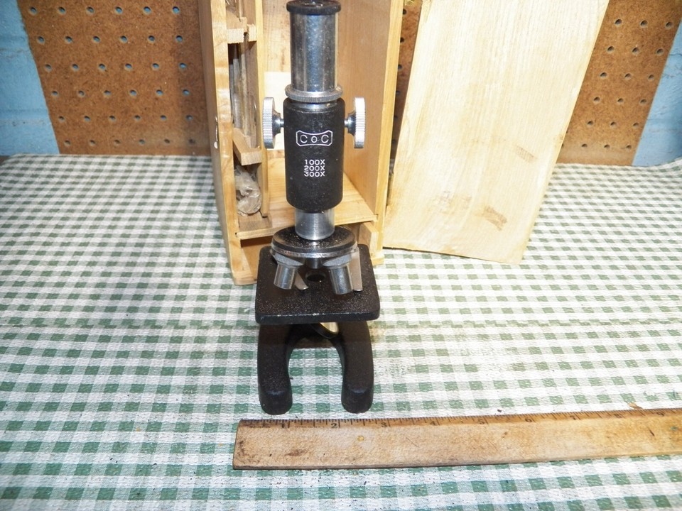 Vintage Student COC Microscope 100X 200X 300X Japan in Wood Box | eBay