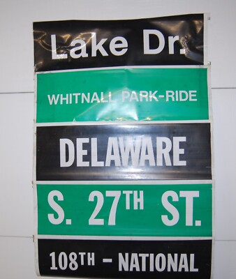 Vtg. 1970s Milwaukee Bus Destination Roll Sign MKE Lake Dr, S. 27th St ...