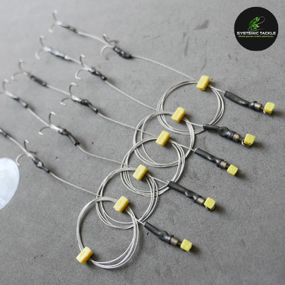 Pike Dead Bait Traces Rigs – 5 Pack – 33lb Wire Trace Treble Hooks Size ...