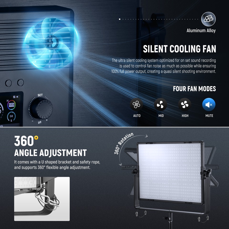 NEEWER 150W RGB LED Panel Video Light Kit with Barn Doors 1800 LED APP ...