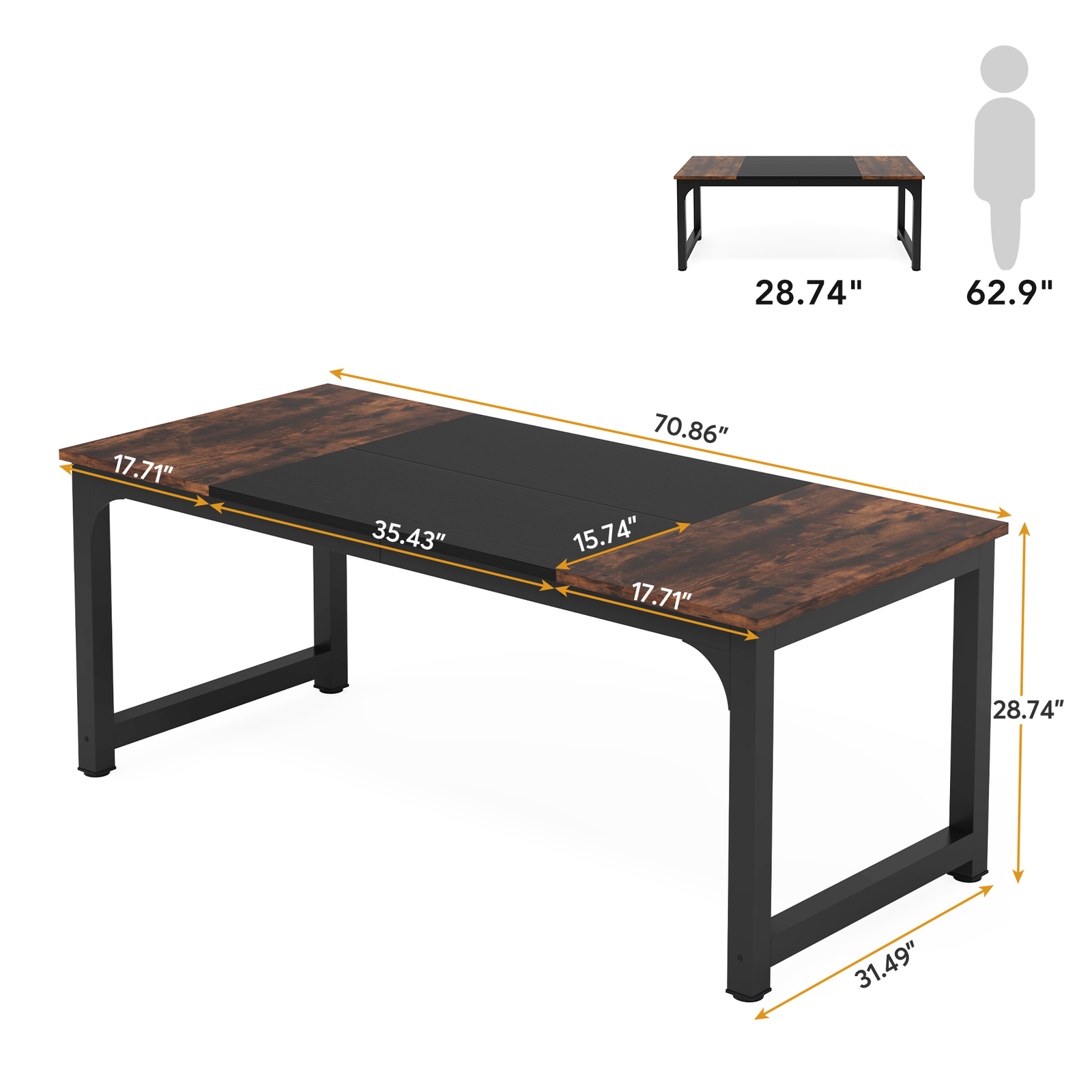 6ft Modern Conference Table Large Computer Desk Executive Desk for Home ...