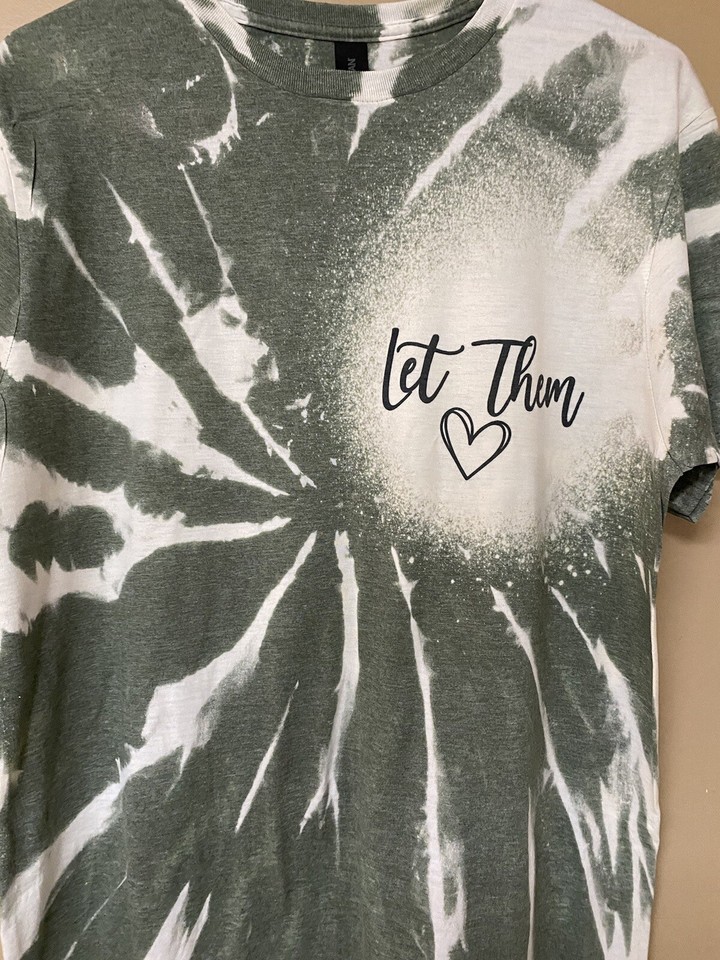 Let Them Size MEDIUM Sublimated hand bleached T-Shirt w/ front & back ...