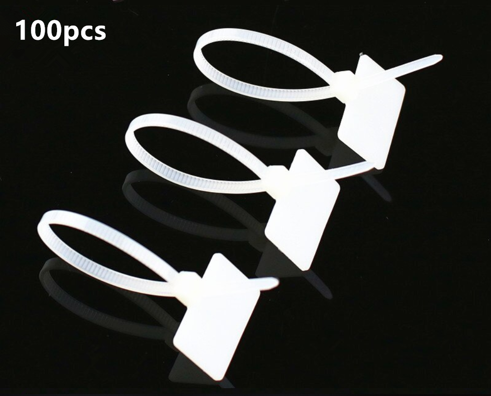 1000pcs 3X100 Ethernet Wire Zip Cable Ties Tie Mark Tags Nylon Label ...