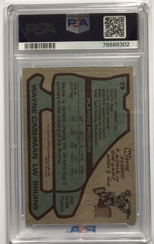 1979 Topps Hockey #79 Wayne Cashman Bruins PSA 6 EX-MT | eBay