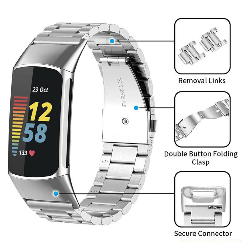 Stainless Steel Fitbit Charge 5 6 Watch Band Metal Strap Replacement ...