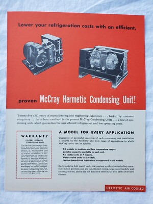 McCray Refrigerator Hermetic Condensing Unit Air Cooled Ad Book ...