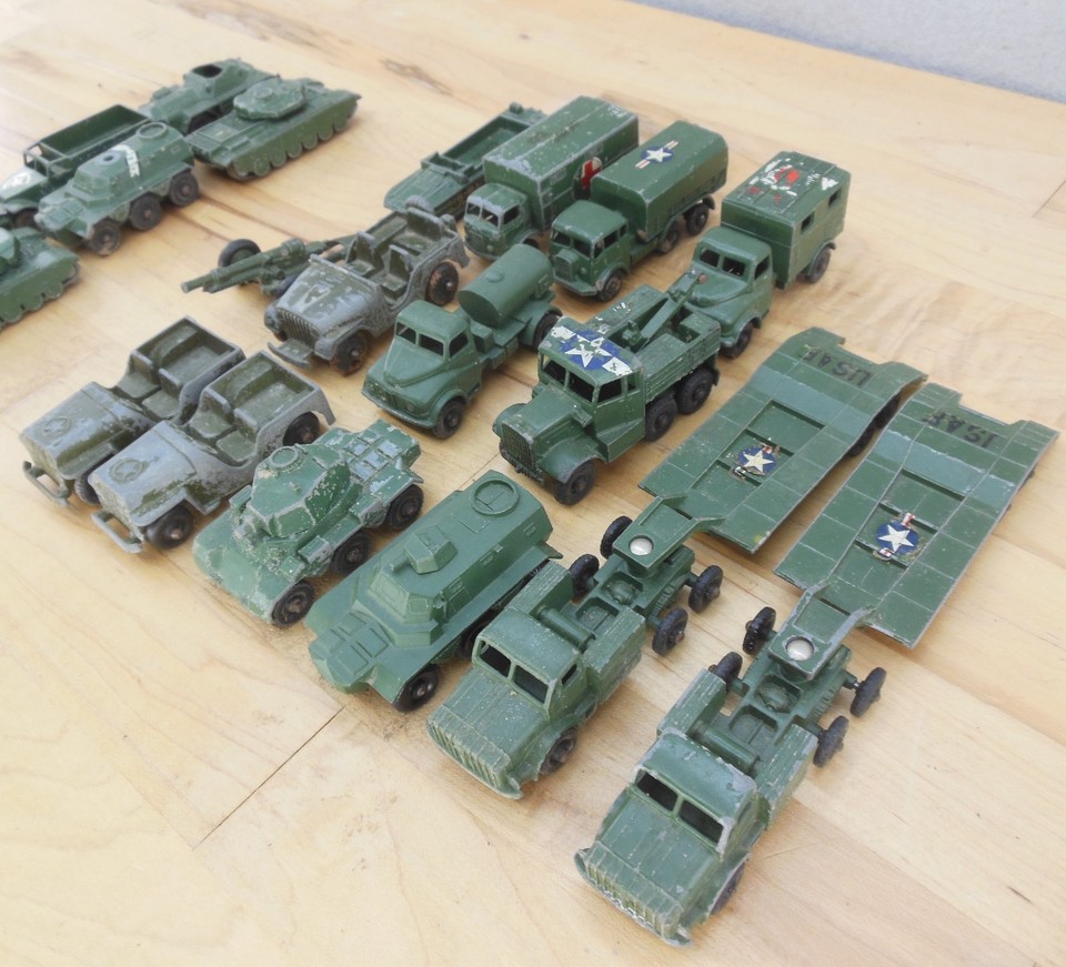 Vtg. Estate Lg. Lot Lesney Midget Toy US Military Vehicles Tank Truck ...