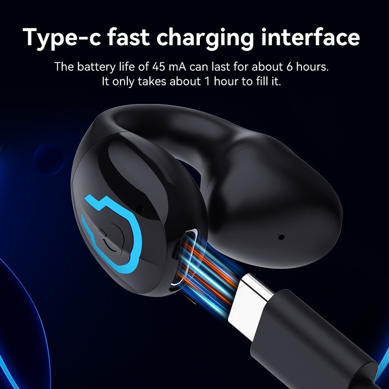 Bluetooth 5.4 Ear Clip Earpiece Mini Wireless Open-Ear Sport Headphones ...