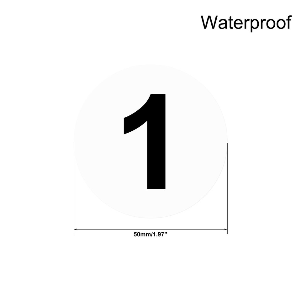 Round Number Stickers 50mm Number 1-20 Self Adhesive PVC Label Black ...