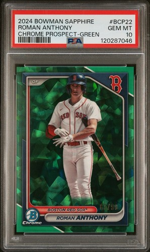2024 Bowman Sapphire Roman Anthony Green Refractor /99 SSP #BCP-22 Red ...