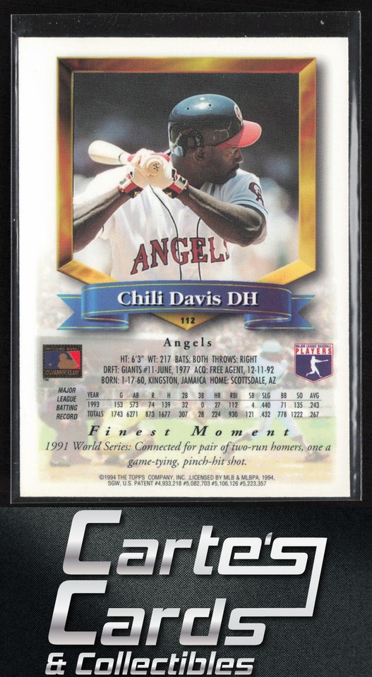 Chili Davis 1994 Topps Finest #112 California Angels | eBay