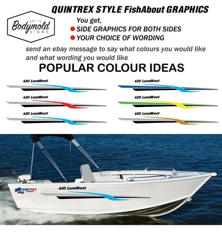 Quintrex Style FishAbout Boat Graphics 2200 mm lang mit Text Ihrer Wahl ...