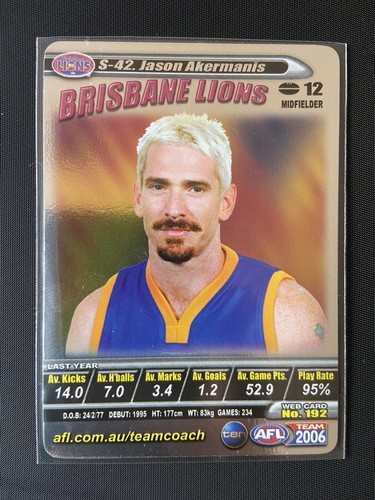 2006 AFL TEAMCOACH - SILVER - Jason Akermanis - Brisbane Lions | eBay