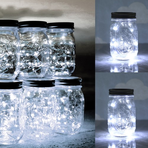 12PCS Solar Powered Mason 20 LED Jar Lid Light Fairy String Lights ...